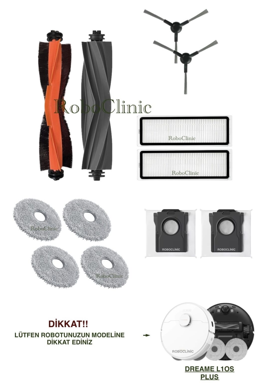 Dreame L10s Plus Yedek Ana Fırça, Yan Fırça, HEPA Filtre, Mop, Toz ...
